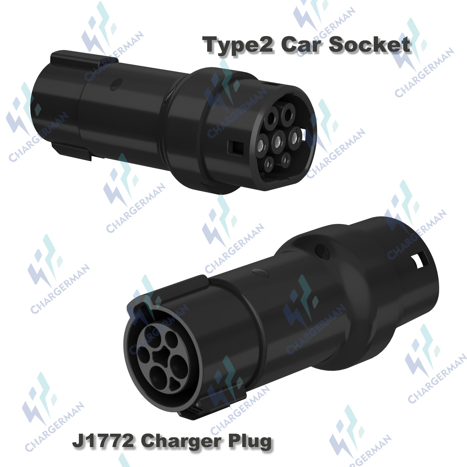 Chargerman Type 1/J1772 to Type 2 EV Adapter - Conveniently Charge Eur